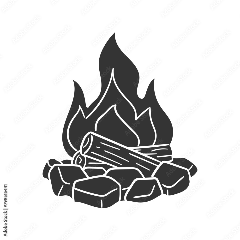 Firecamp Icon Silhouette Illustration. Adventure Vector Graphic ...