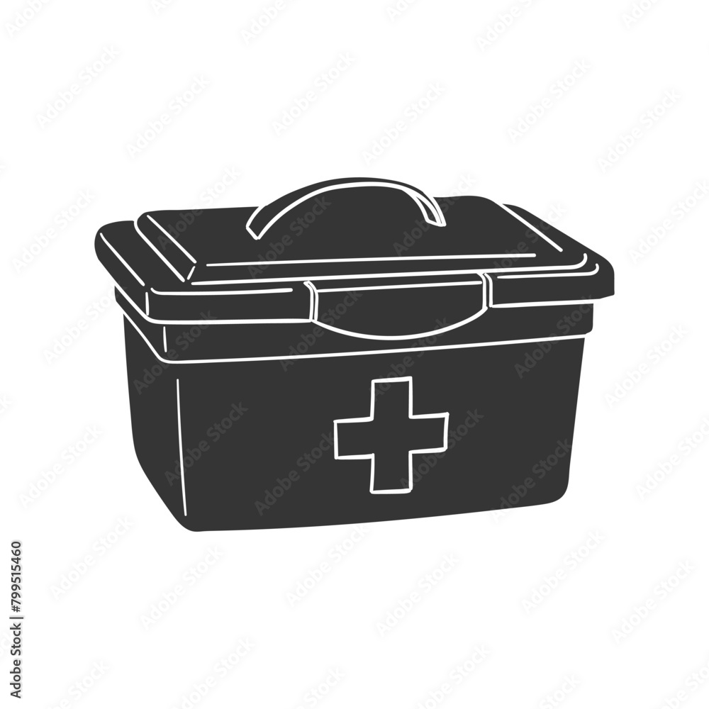 First Aid Box Icon Silhouette Illustration. Medical Vector Graphic ...