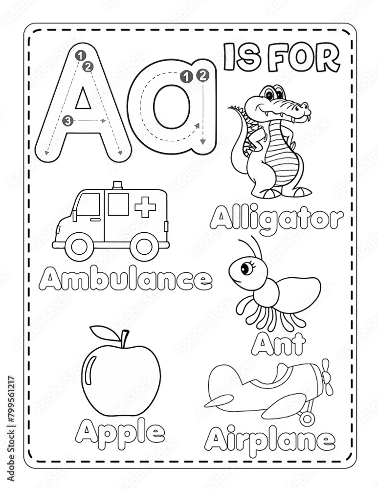 Ilustración de Stock Alphabet A Coloring Pages,ABC Alphabet Coloring ...