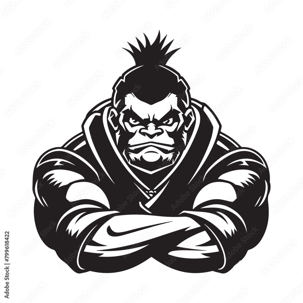 Sumo wrestler cartoon logo design. black and cartoon illustration of a ...
