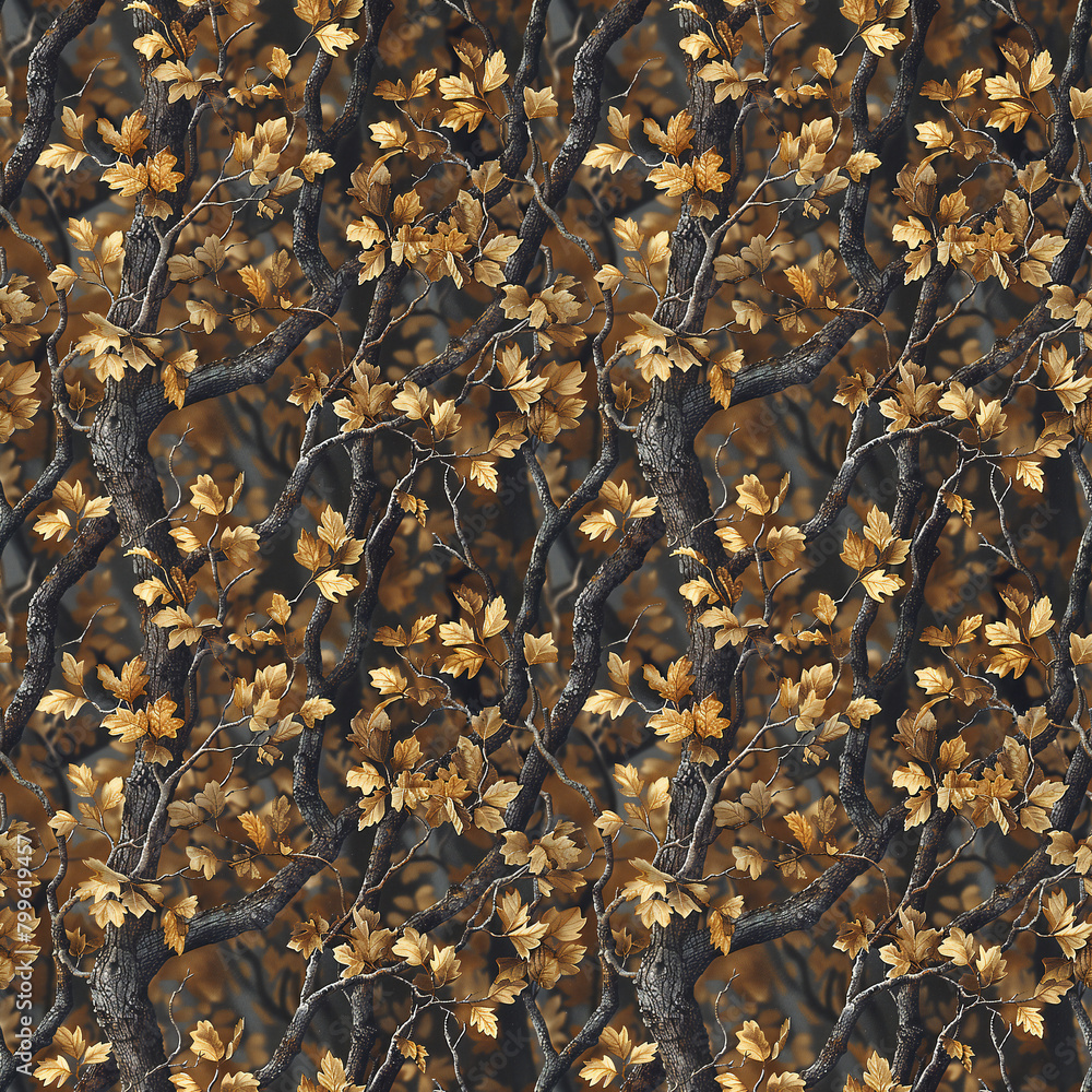 Camouflage Texture with Fall Tree Leaves and Autumnal Foliage Patterns ...