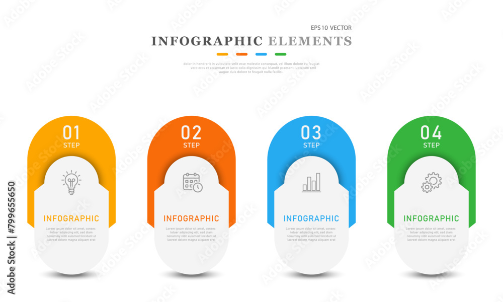 4 step vector infographic design template. Use for process diagrams ...
