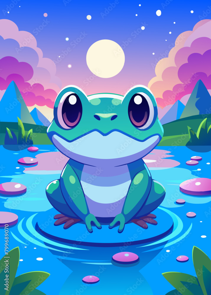 Kawaii frog, minimalist, cute, Cute minimalist: adorable rana. Rana ...