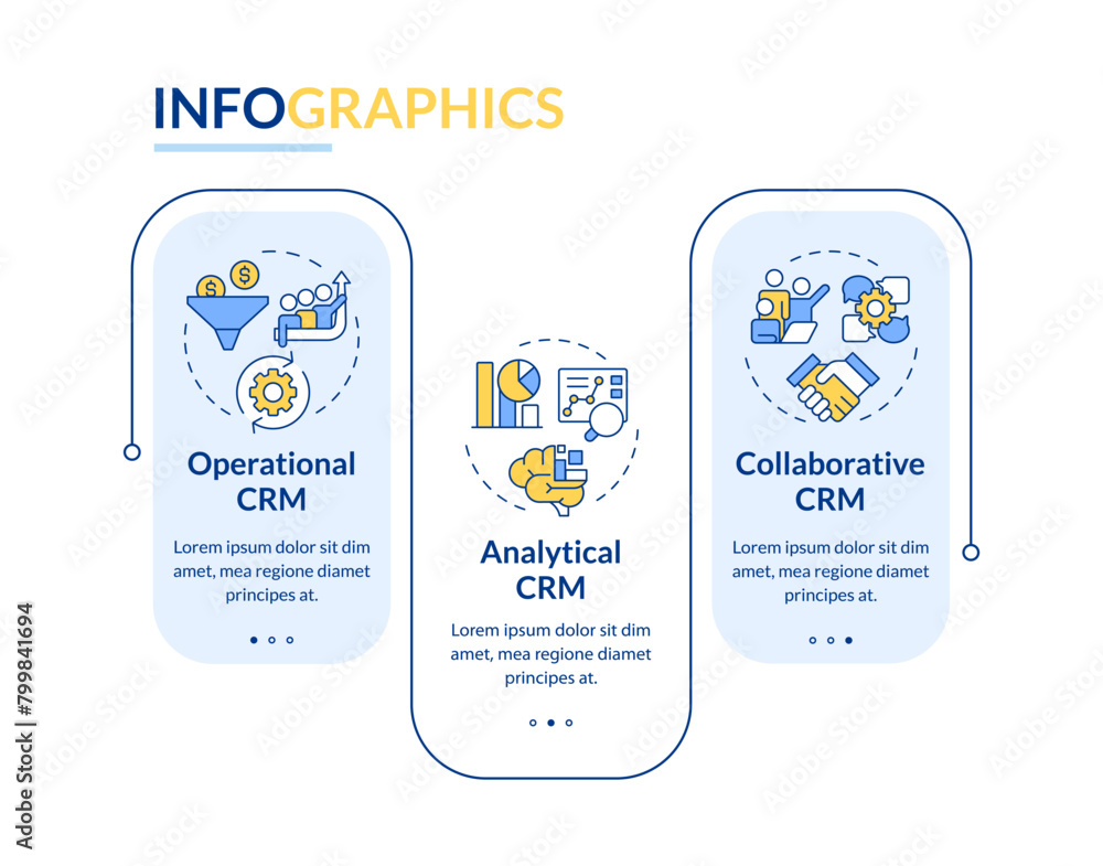 CRM system types rectangle infographic template. Business intelligence ...