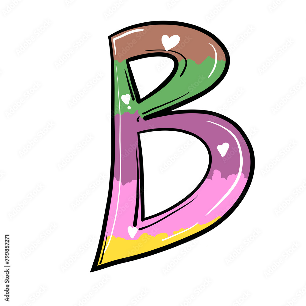Letter B Colorful Scripted handwriting font styled graphic design PNG ...
