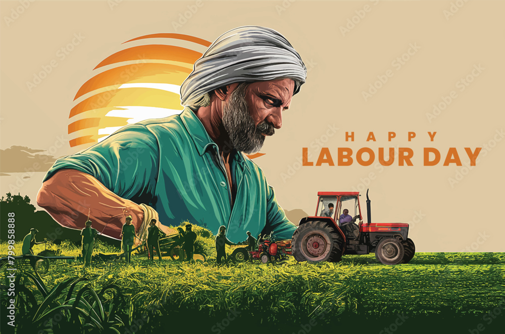 Happy Labor Day. A farmer is seen doing farming in this with tractor ...