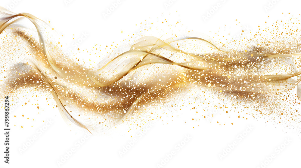 Golden glittering dust swirls on transparent background vector ...