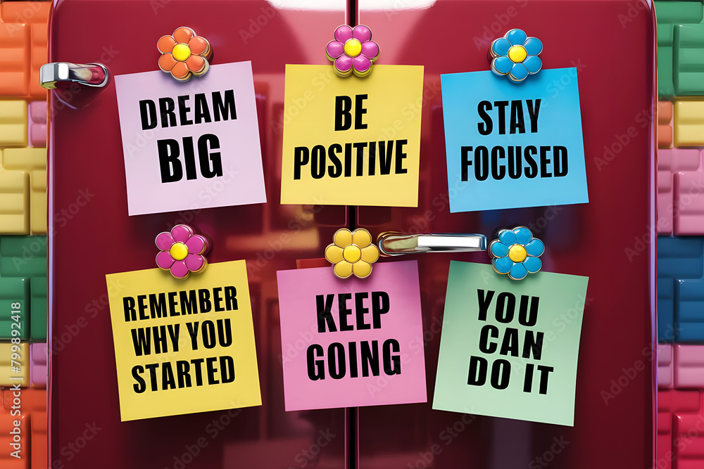 Inspirational Refrigerator Post-It Notes with Motivational Quotes and ...
