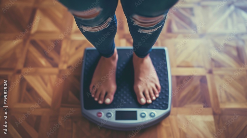 A visual representation of weight management, featuring a scale ...