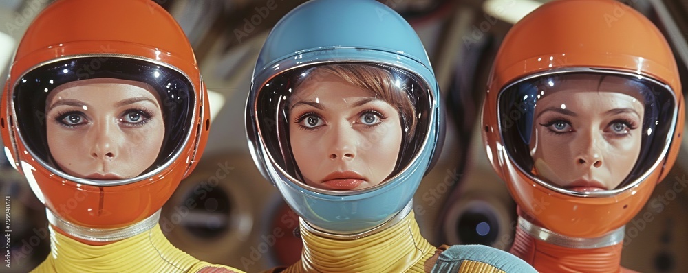 Group of three science fiction actors on set of a cheesy television ...