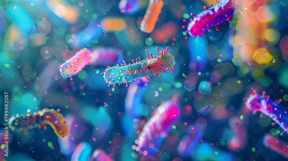 Colorful abstract bacteria illustration with antibiotic resistance ...