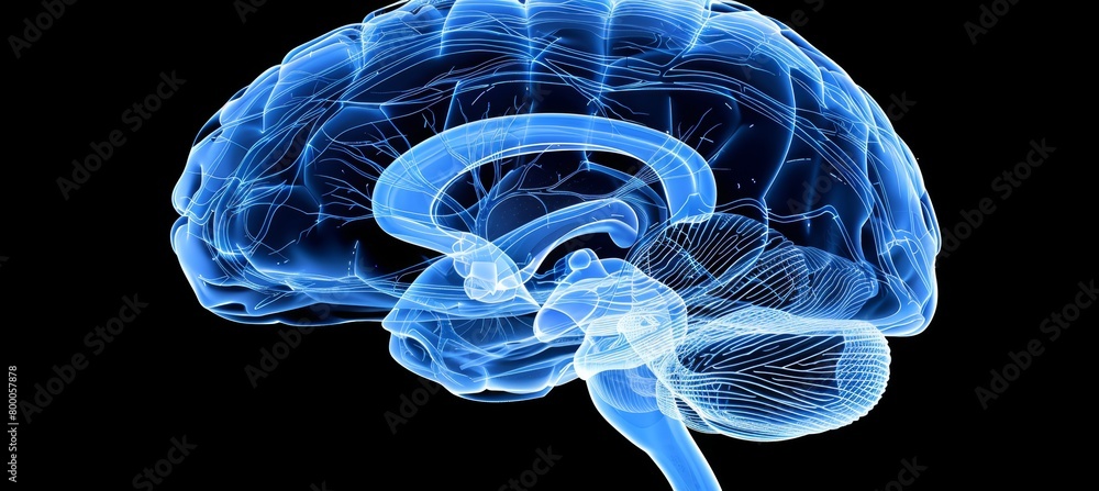 Enhanced brain x ray image revealing neural pathways for advanced ...