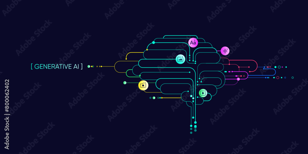 Illustration of abstract stream. Artificial intelligence. Big data ...