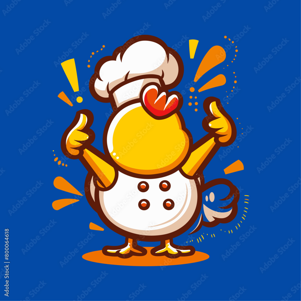 cartoon chef chicken wearing a tall white hat and giving a thumbs up ...
