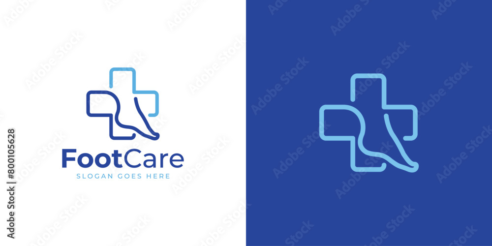 Creative Foot Care Logo. Foot and Cross Health with Linear Outline ...