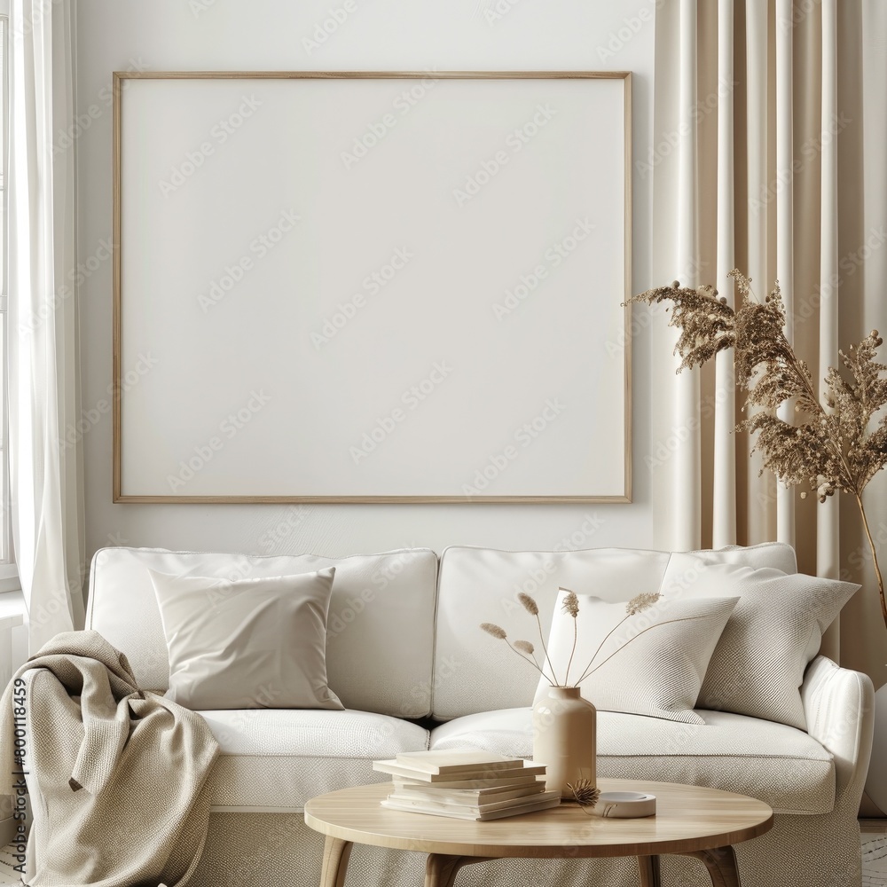 Minimalist Elegance: Horizontal Thin Frame with Blank White Canvas in ...