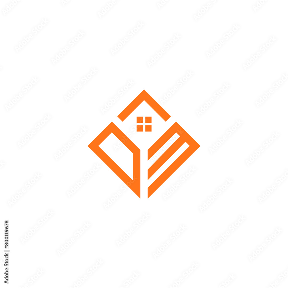 logo design letter o and m, building, roof design, window, building ...