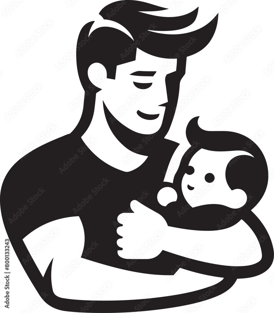 Father holding a baby in his arms. Happy father day Symbol. Vector ...