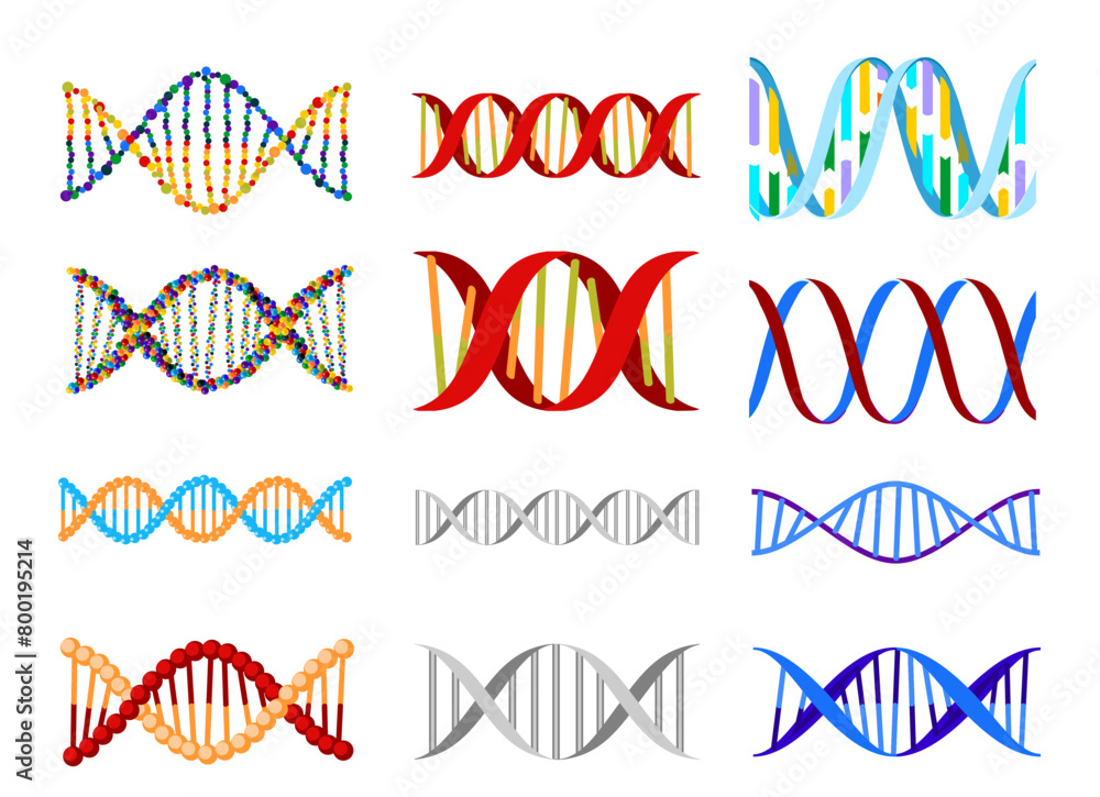 DNA, genetic sign, elements and icons collection. Pictogram of DNA set ...