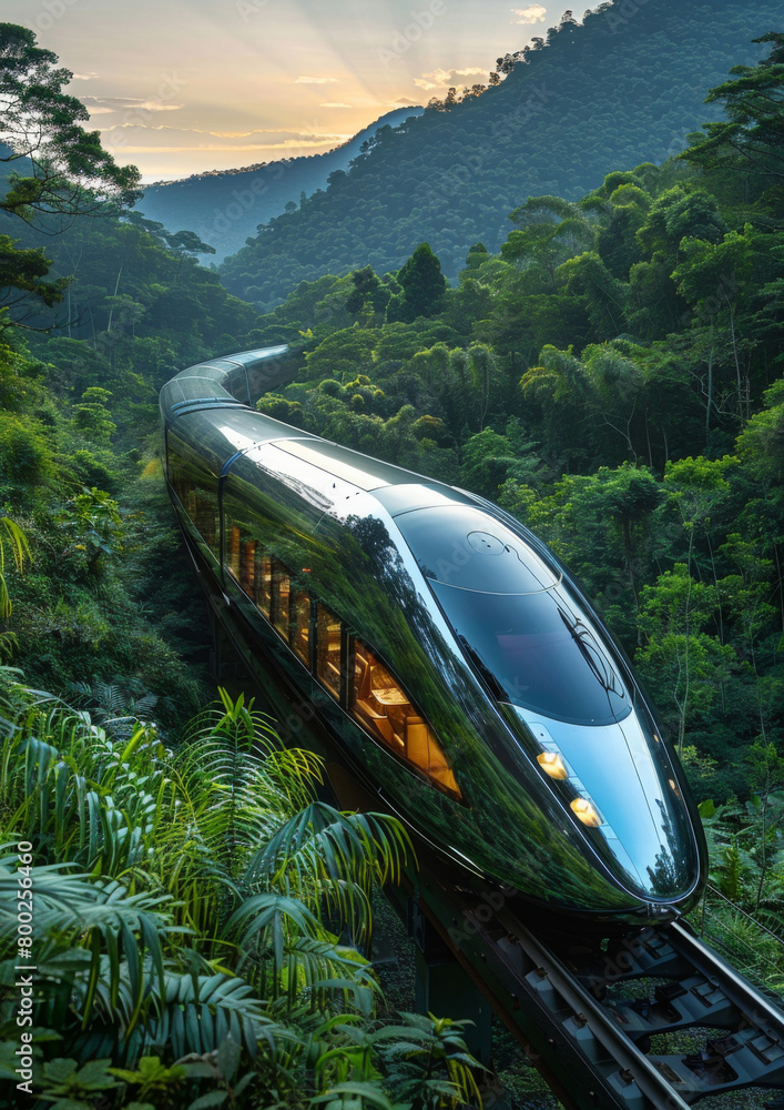Futuristic high-speed train. Modern engineering and design. Sleek and ...
