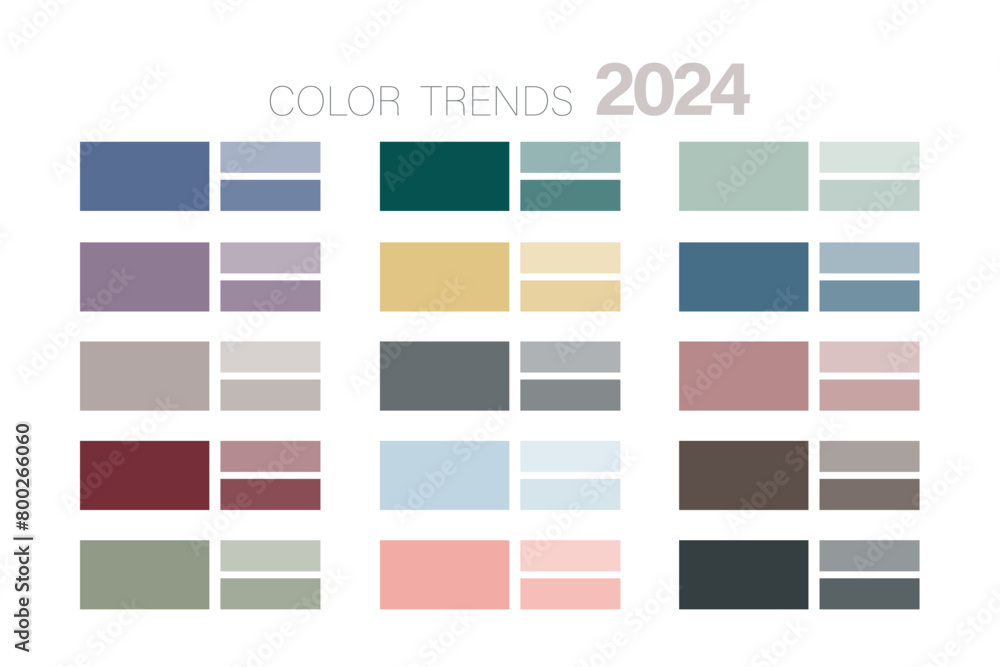 Color trends for 2024 year. Example of a color palette. Future color ...