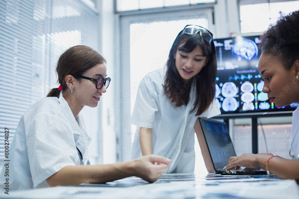 Female medical student study in class room. medical students studying ...