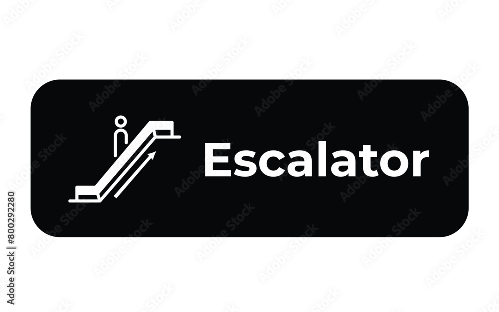 Black and white escalator stairs sign age banner illustration isolated ...