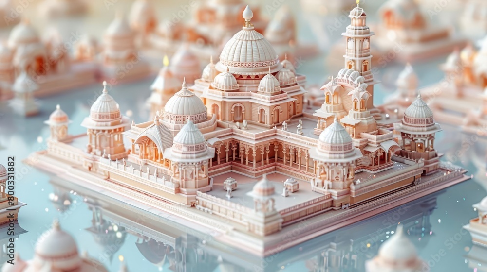 An intricately detailed miniature model of a grand palace, made of ...