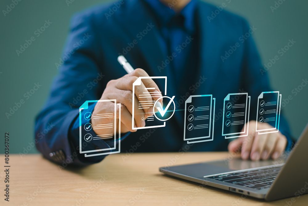 Review online approval, digital research. Document audit inspection ...