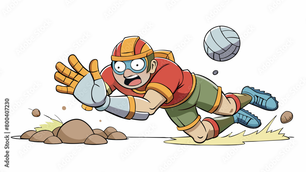 As the game intensifies a player dives to the ground arms outstretched ...