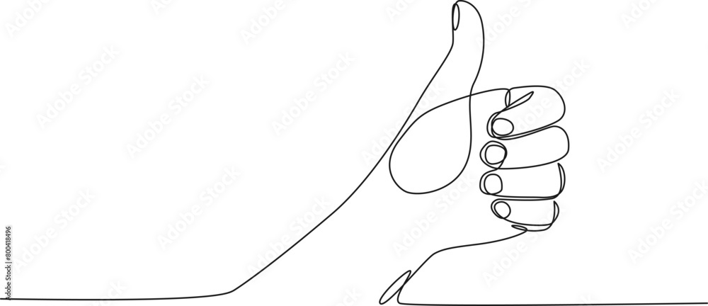 continuous single line drawing of hand in thumbs up gesture, line art ...