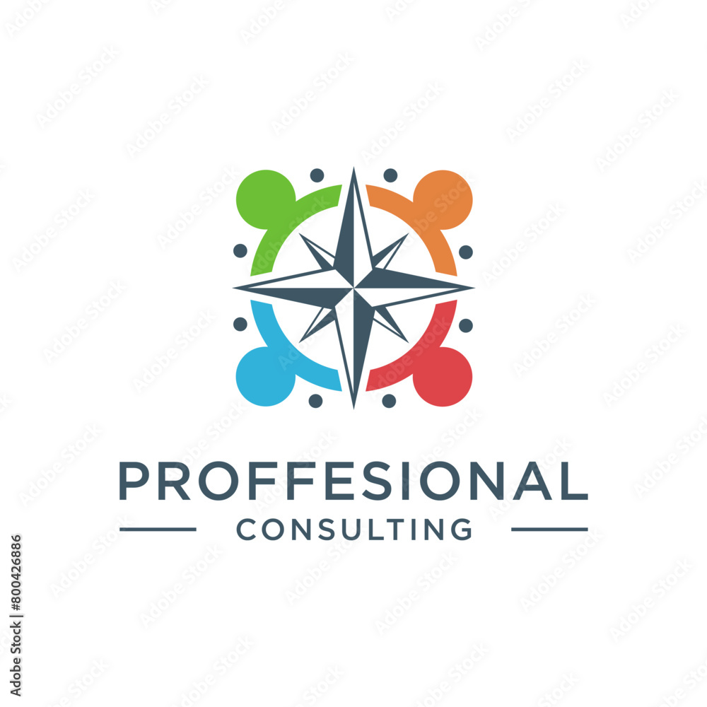 Compass Charity Logo Template. Initial Unity Foundation Human Logo Sign ...