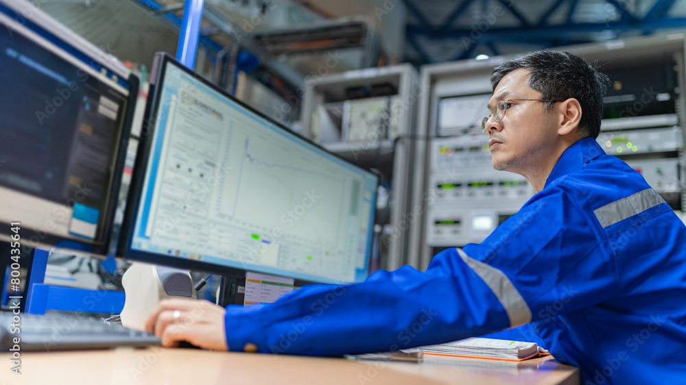 Engineer working at control room,Manager control system,Technician man ...
