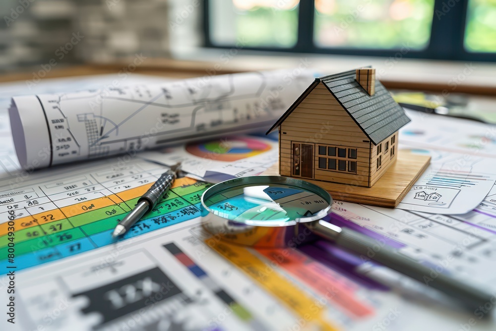 house energy performance and efficiency chart background with ...