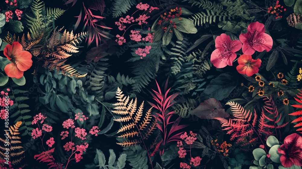 Digitized flora and fauna intertwining with mathematical equations in ...