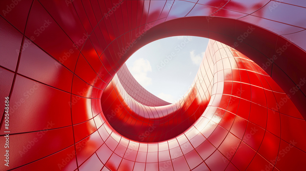 3d rendering of abstract red curved architectural structure Stock Photo ...