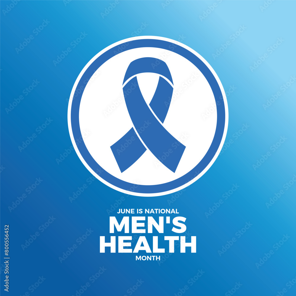 June is National Men's Health Month poster vector illustration. Blue ...
