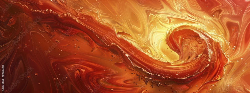 Abstract swirls mimicking blood flow in the heart, warm orange, fluid ...