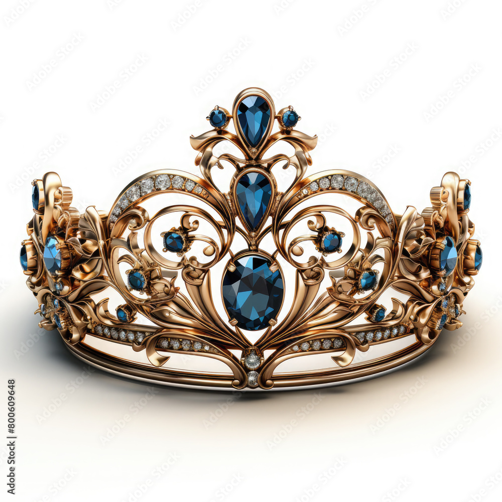 Watercolor golden tiara isolated on a transparent vector, clipart Illustration, Generative Ai ...