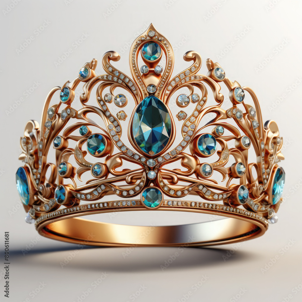 Watercolor golden tiara isolated on a transparent vector, clipart Illustration, Generative Ai ...