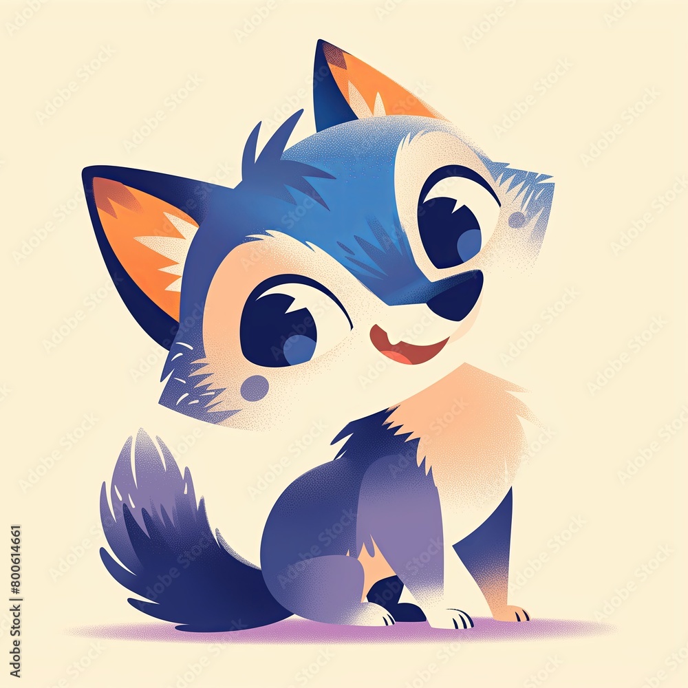 Cartoon Wolf, Adorable Illustration on a Pastel Background Stock ...