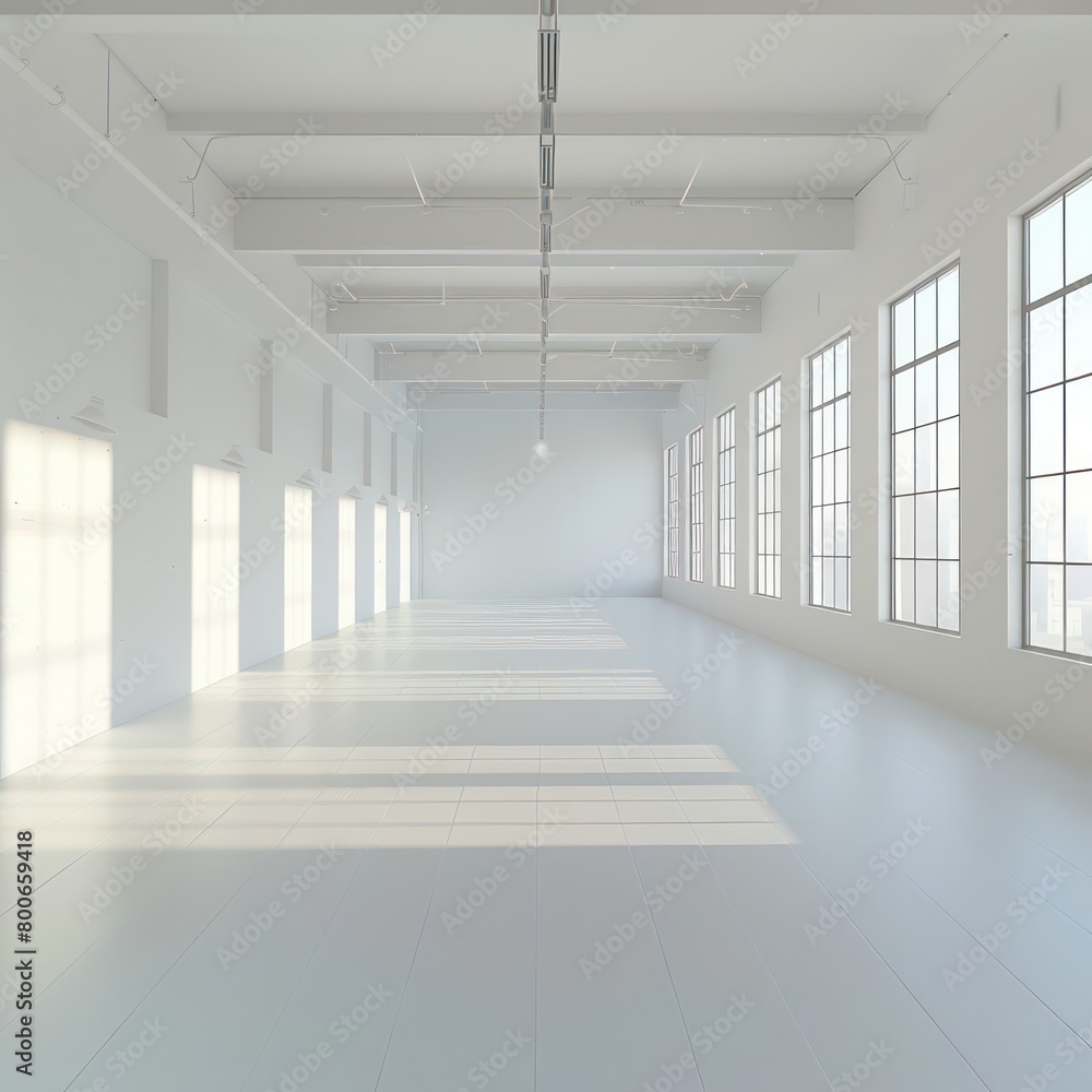 wide empty room in perspective with drawing structure lines in white ...