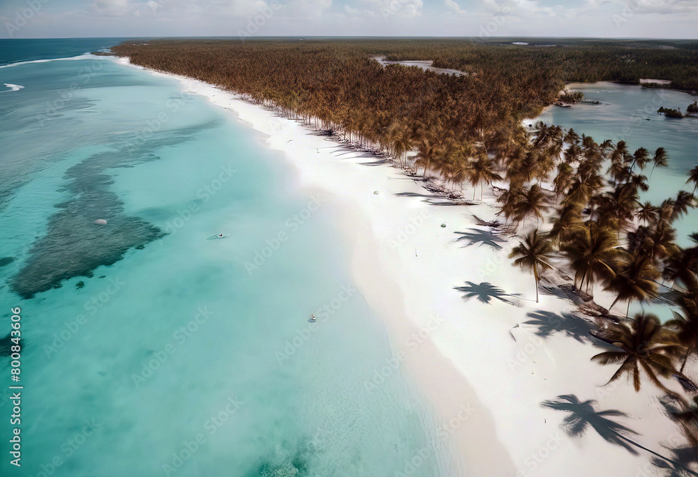 'turquoise Dominican Top view tropical Paradise island republic drone ...