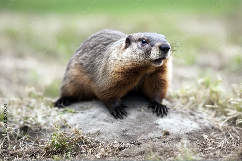 'groundhog isolated white background animal mammal rodent wildlife ...
