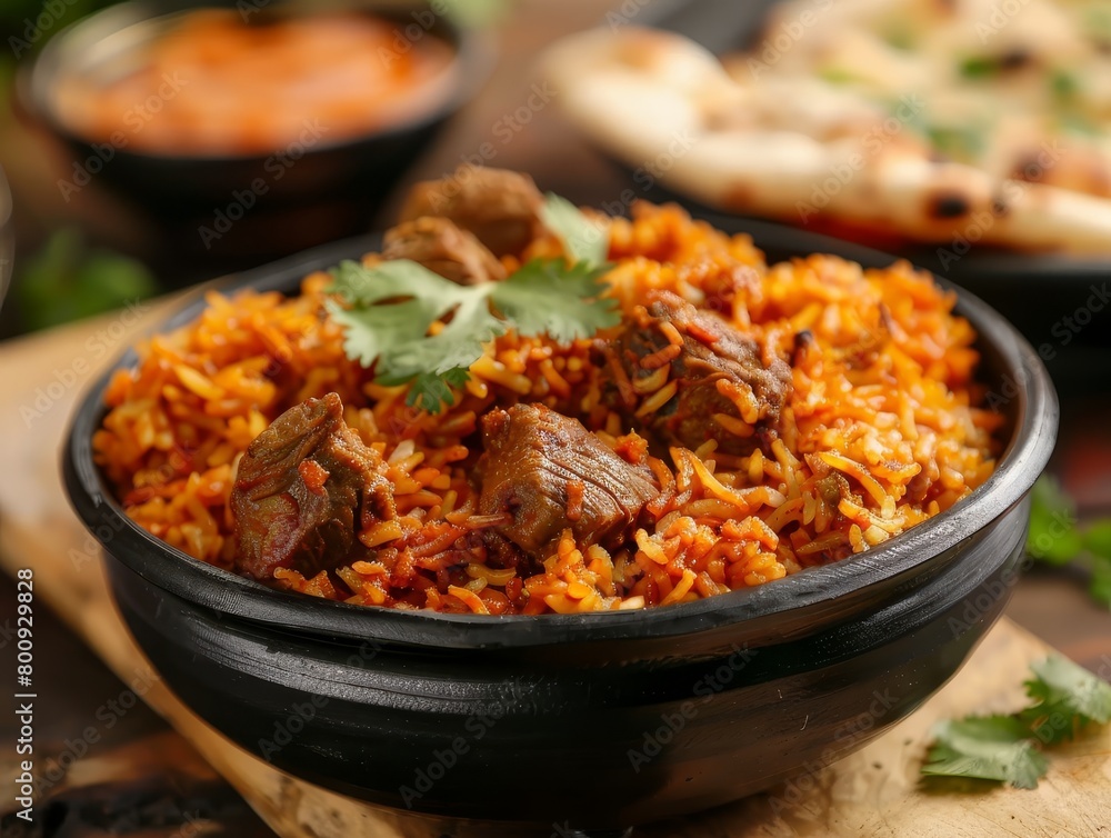 Lamb Biriyani Basmati Rice Close-Up Indian Food Dining Dinner Blurred ...