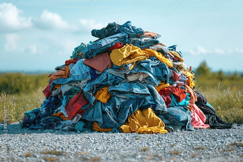 Heap Of Clothes Tossed Into Landfill. Concept Fast Fashion Landfill ...