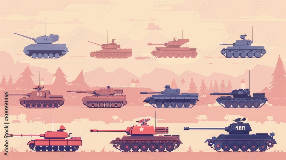 Illustration Stock Art of tank development through the ages, showcasing ...