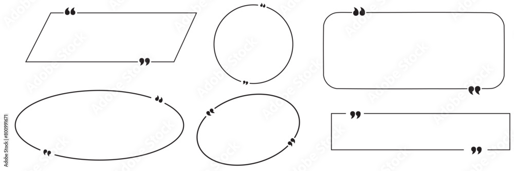 Quote box frame set. Texting quote boxes. Templates of texting black ...
