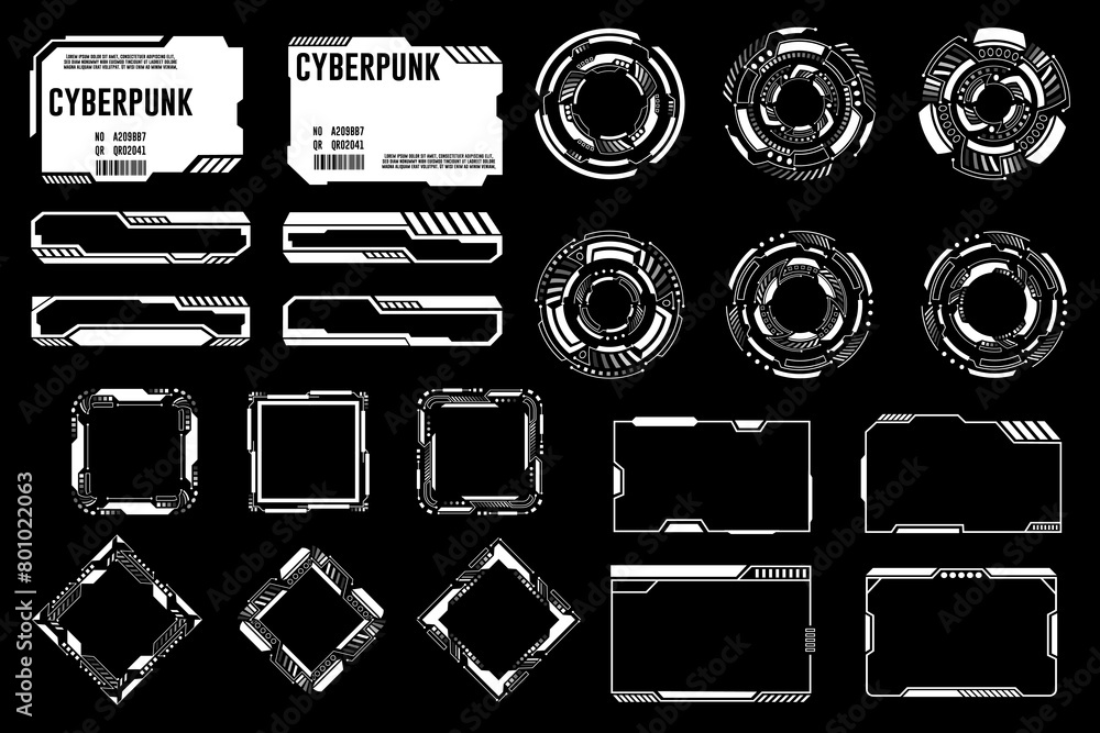 Hud ui elements. Sci fi infographic modern space symbols for web design ...