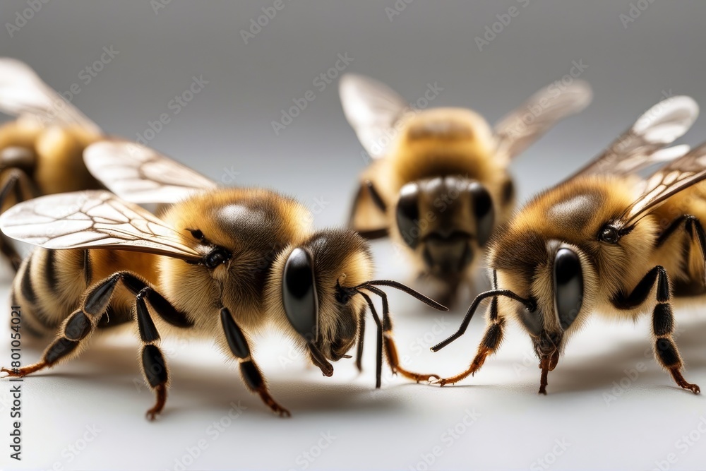 'three front white bees background beehive beeswax bee honey nature ...